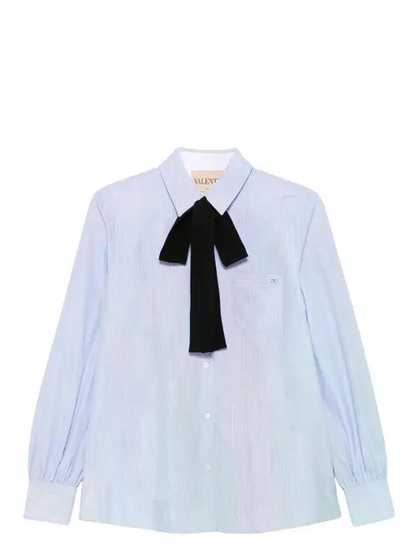 Valentino Garavani Pinstriped Shirt With Bow Detail - Blue