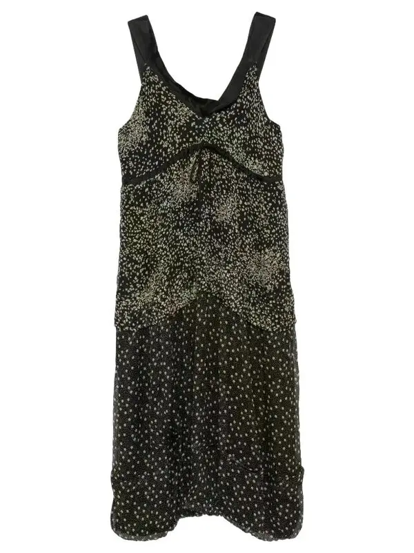 ANTONIO MARRAS VINTAGE 2000s Floral Print Sleeveless Midi Dress - Black