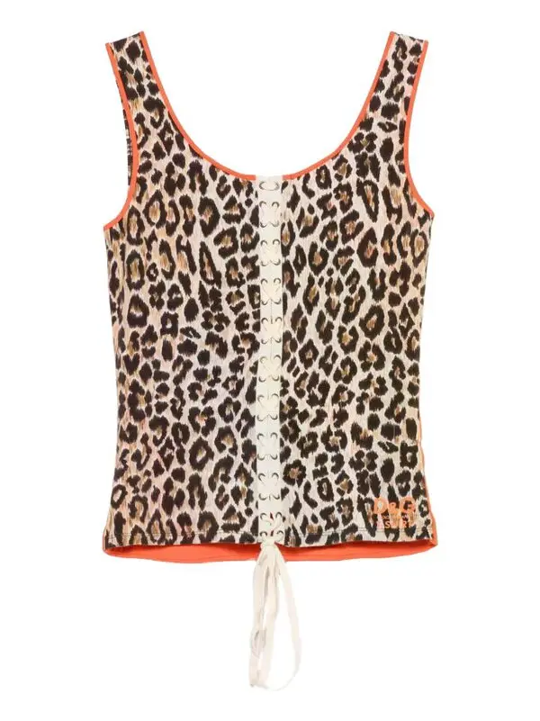 Dolce & Gabbana 2000s Leopard-print Lace-up Top - Orange