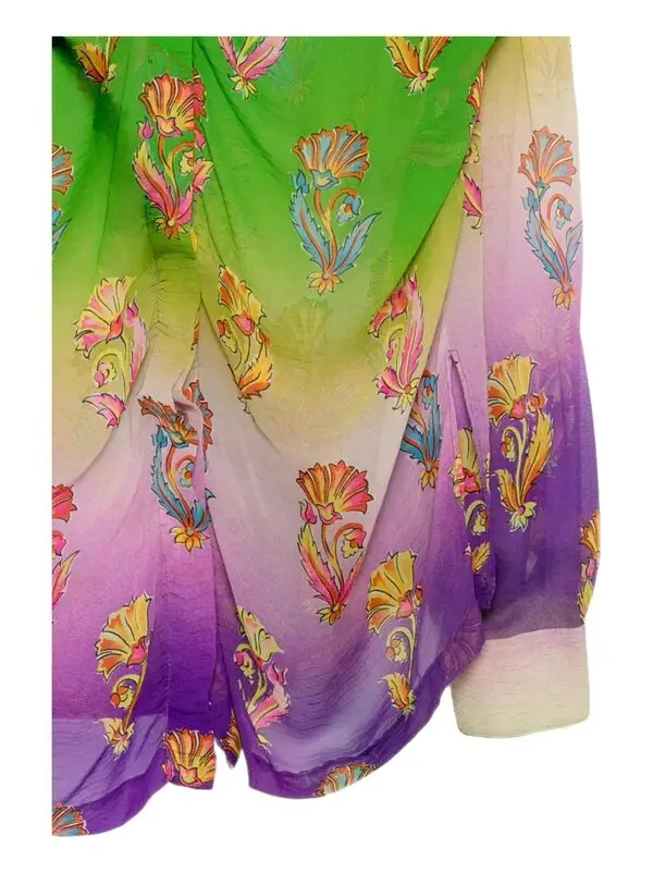Versace 1990s Floral-print Silk Shirt - Green