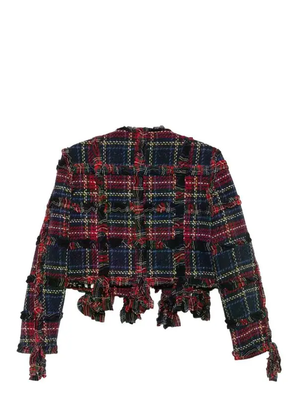 Moschino Ruffled Checked Wool Jacket - Red
