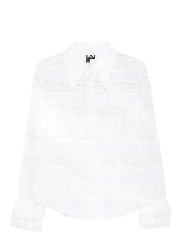 Dolce & Gabbana Lace-trimmed Cotton Shirt - White