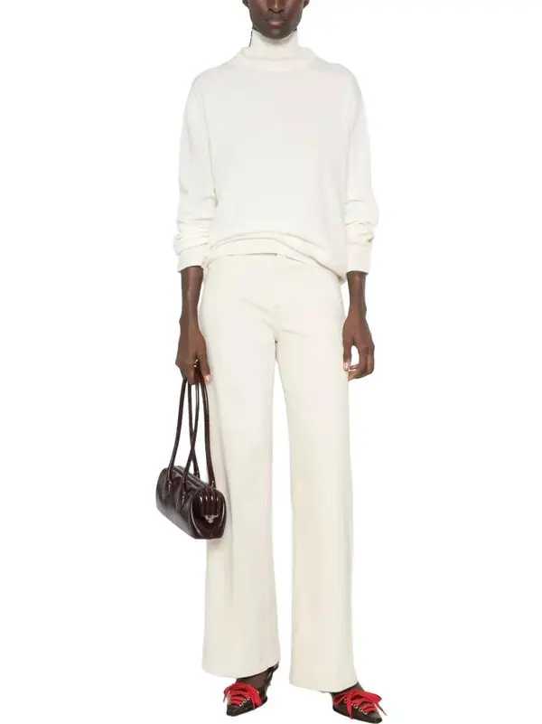 Malo High-neck Long-sleeve Fine Knit Sweater - White
