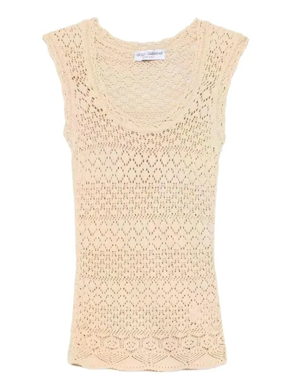Dolce & Gabbana Sleeveless Crochet Knit Top - Neutrals