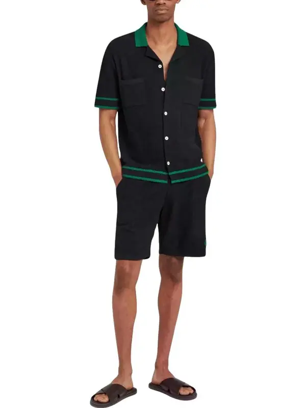 CHE Armando Contrast-trim Towelling Shirt - Black
