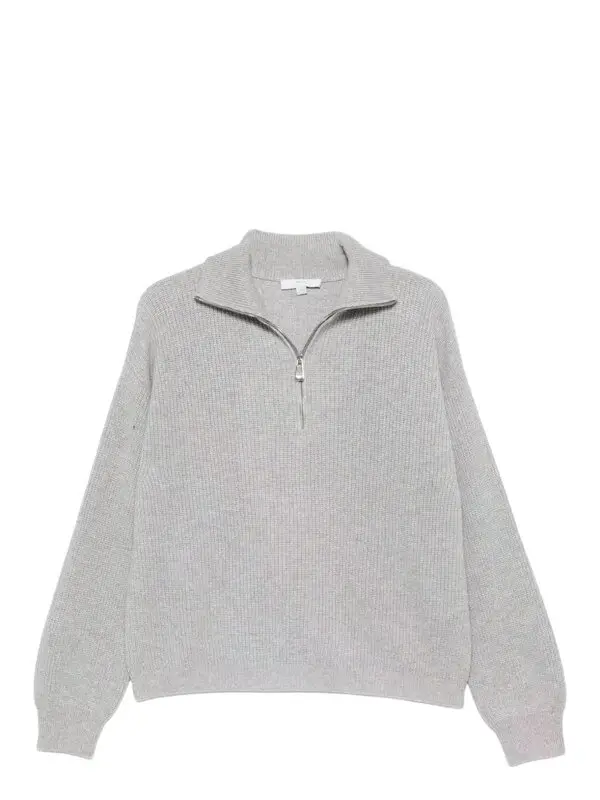 Malo Ribbed Knit Half-zip Sweater - Grey