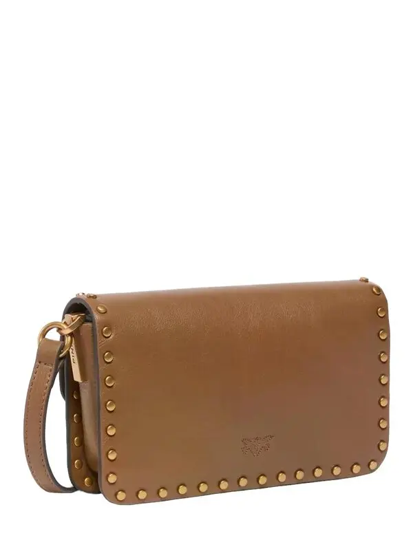 Pinko Love Birds Studded Shoulder Bag - Brown