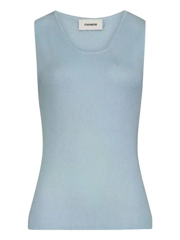 CHAMOIS FOU Scoop Neck Sleeveless Vest - Blue