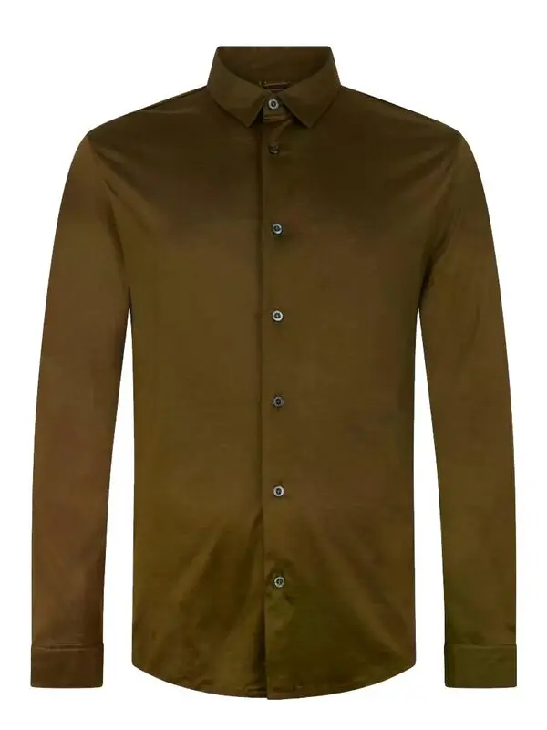 MOORER Long-sleeve Button-up Shirt - Brown