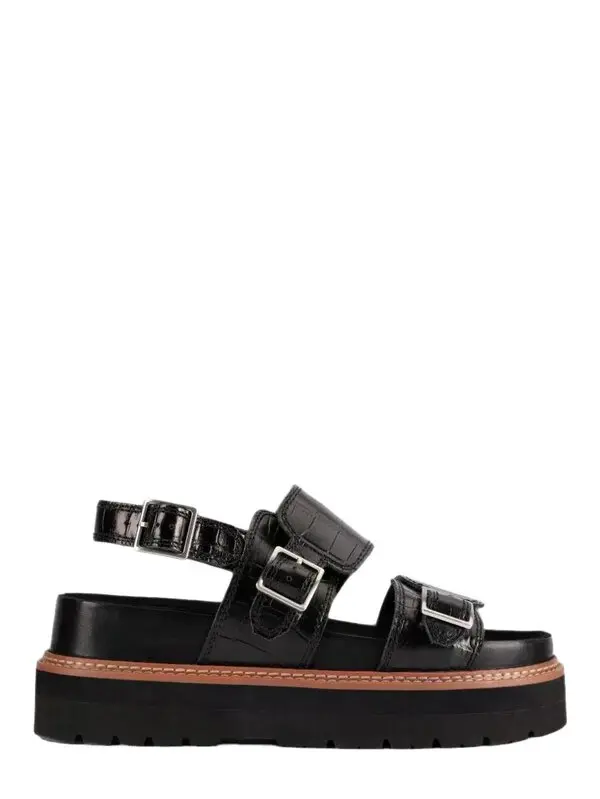 Clarks Croc-effect Platform Sandals - Black