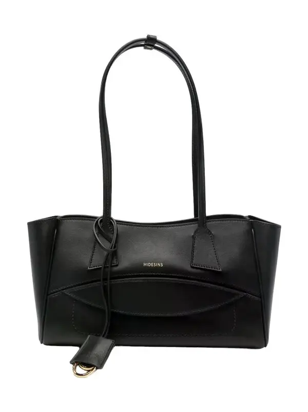 HIDESINS Logo Print Leather Shoulder Bag - Black