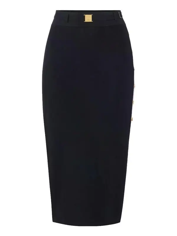 Elisabetta Franchi Logo Jacquard Knit Midi Skirt - Black