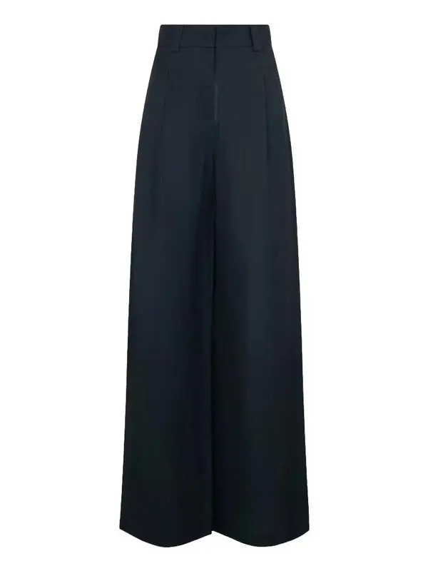 MOORER Pleated Wide-leg Trousers - Blue