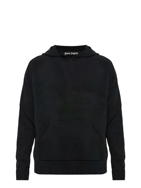 Palm Angels Logo-print Knitted Cotton Hoodie - Black