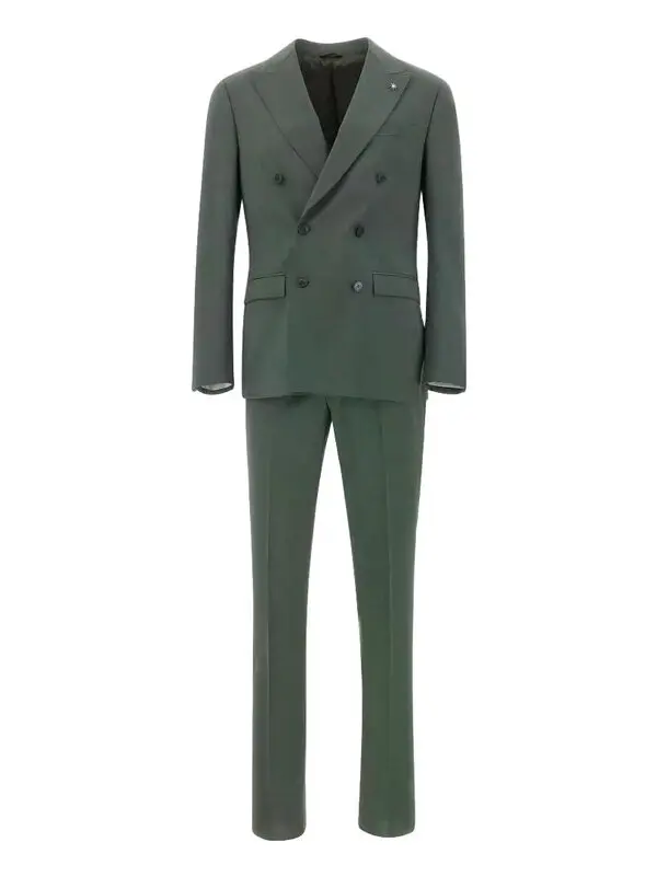 MANUEL RITZ Double-breasted Peak-lapel Suit - Green
