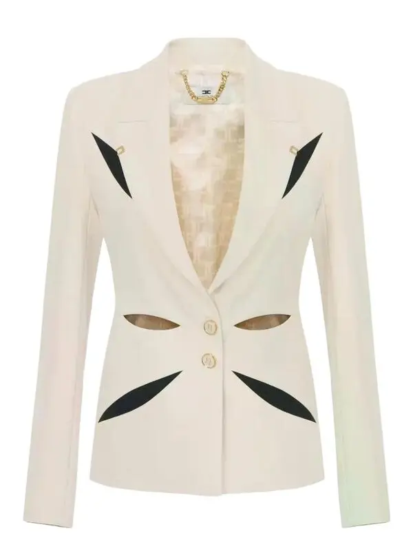 Elisabetta Franchi Single-breasted Blazer With Cut-out Detailing - Neutrals