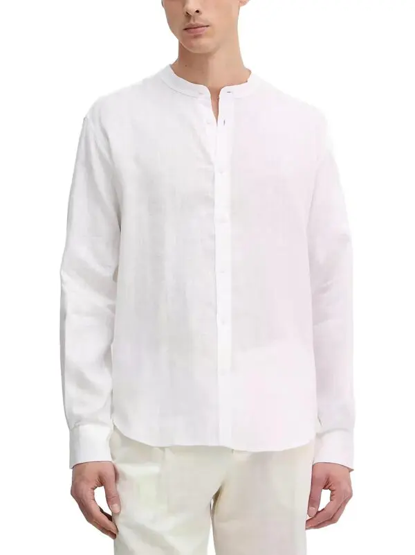 TRUSSARDI Mandarin-collar Long-sleeve Shirt - White