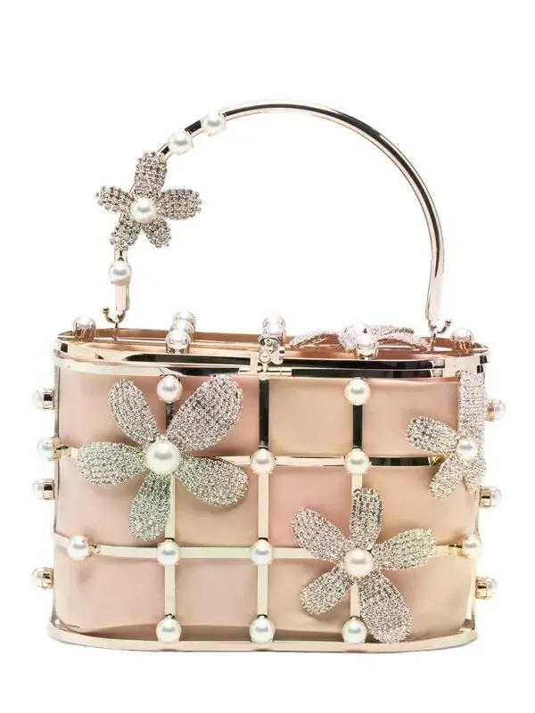 Rosantica Holli Delia Crystal-embellished Floral-motif Tote Bag - Gold