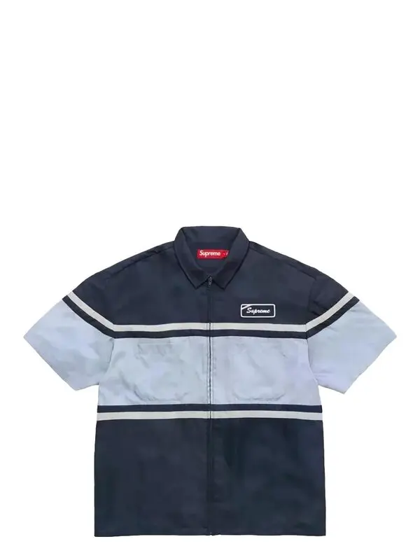 Supreme Zip-up Short-sleeve Shirt - Blue