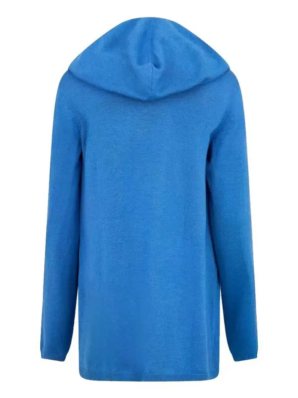 MOORER Hooded Fine Knit Sweater - Blue