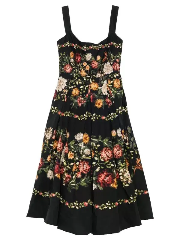 Agua Bendita Alcaparra Paramo Floral-print Midi Dress - Black