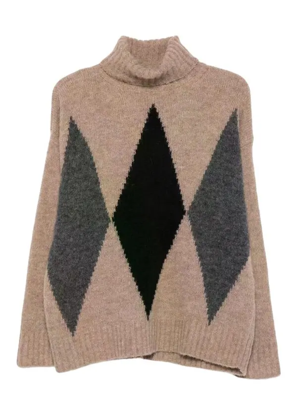 JUCCA Argyle Roll-neck Sweater - Neutrals