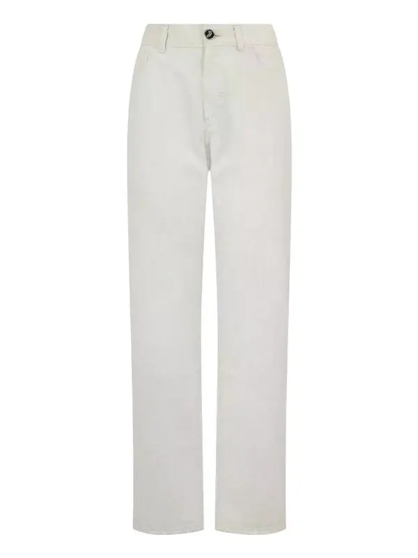 MOORER Logo-patch Straight-leg Jeans - Neutrals