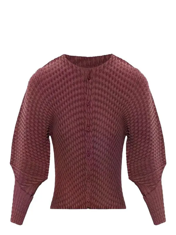 Issey Miyake Pleated Puff-sleeve Cardigan - Red