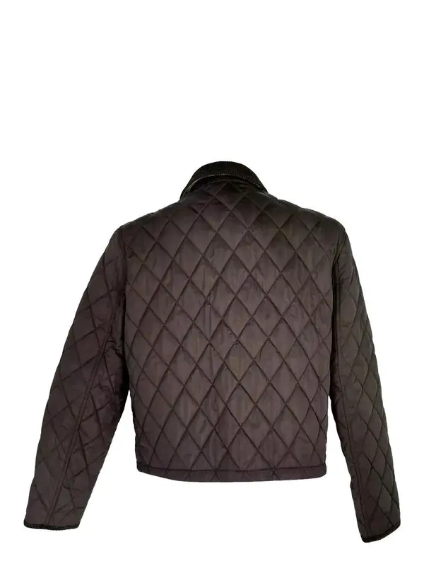 Burberry Cropped Quilted Jacket With Corduroy Collar - Brown
