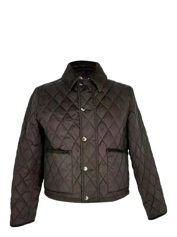 Burberry Cropped Quilted Jacket With Corduroy Collar - Brown
