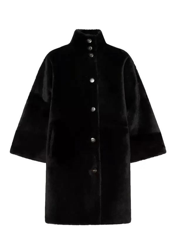 YVES SALOMON Oversized Shearling Coat - Black