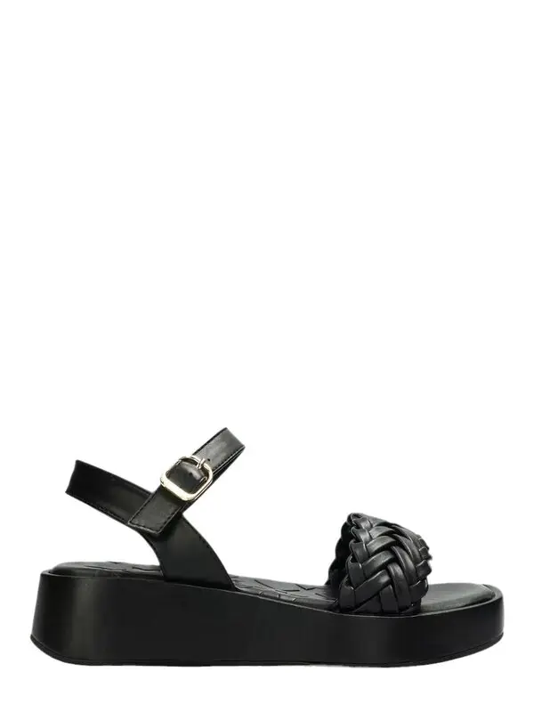 MEXX Braided Platform Sandals With Side Buckle - Black