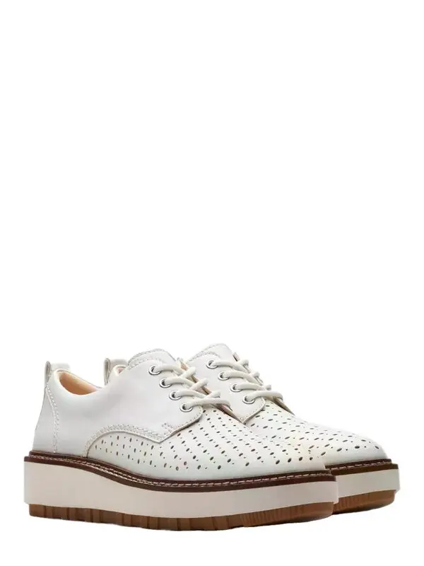 Clarks Perforated Leather Derby Shoes - Neutrals
