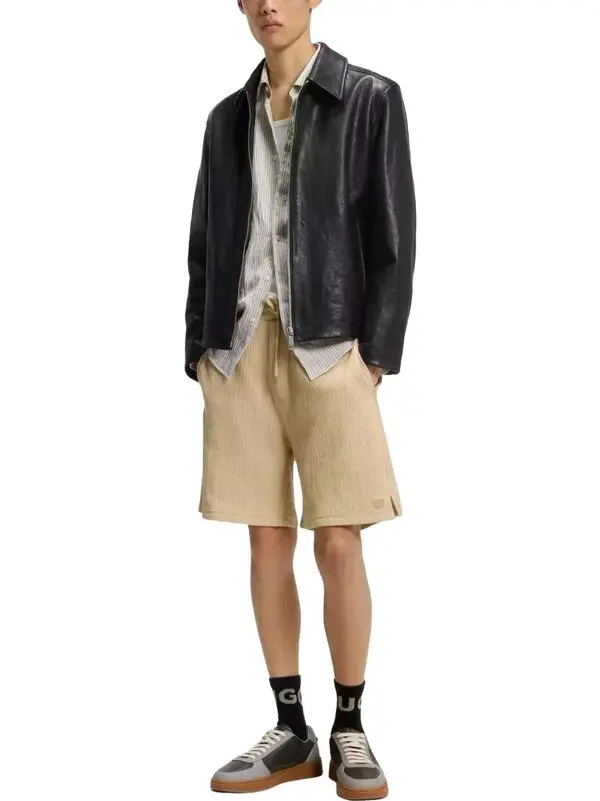 Hugo Crinkle-effect Drawstring Track Shorts - Neutrals