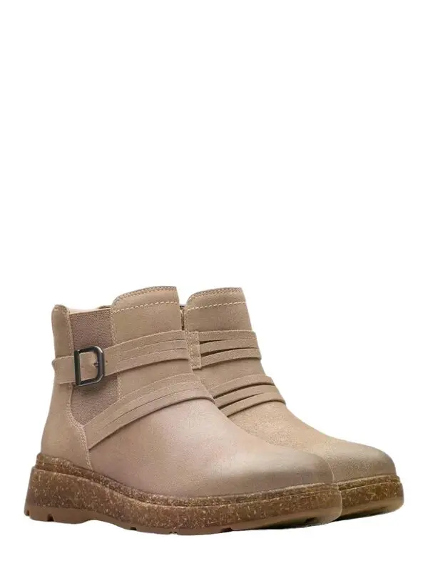 Clarks Noralyn Buckle Detail Suede Ankle Boots - Neutrals