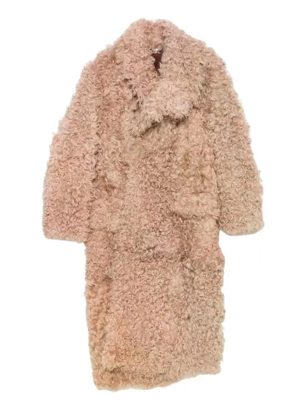 Victoria Beckham Long Sleeve Shearling Coat - Pink