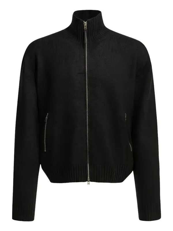 TOM FORD Leather-patch Zip-up Cardigan - Black