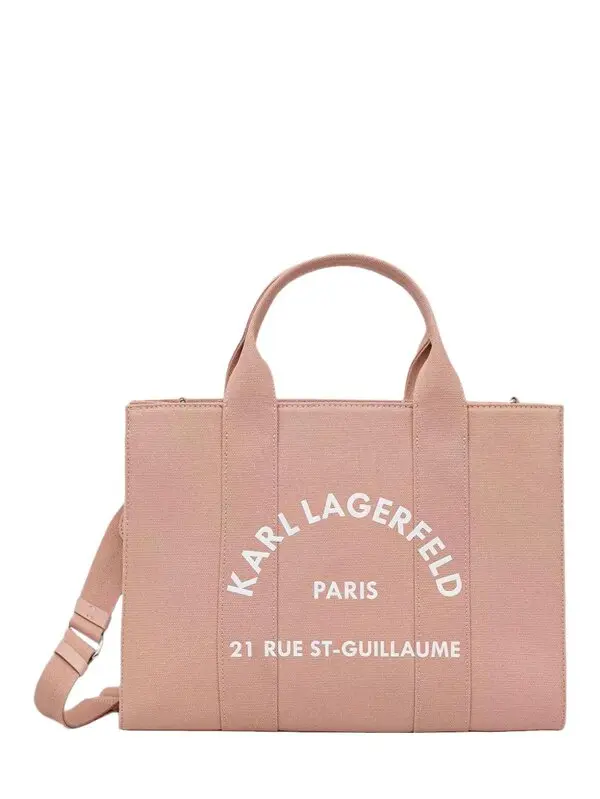 Karl Lagerfeld Logo Print Canvas Tote Bag - Pink