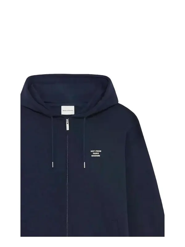 Drole De Monsieur Logo-print Zip-up Hoodie - Blue