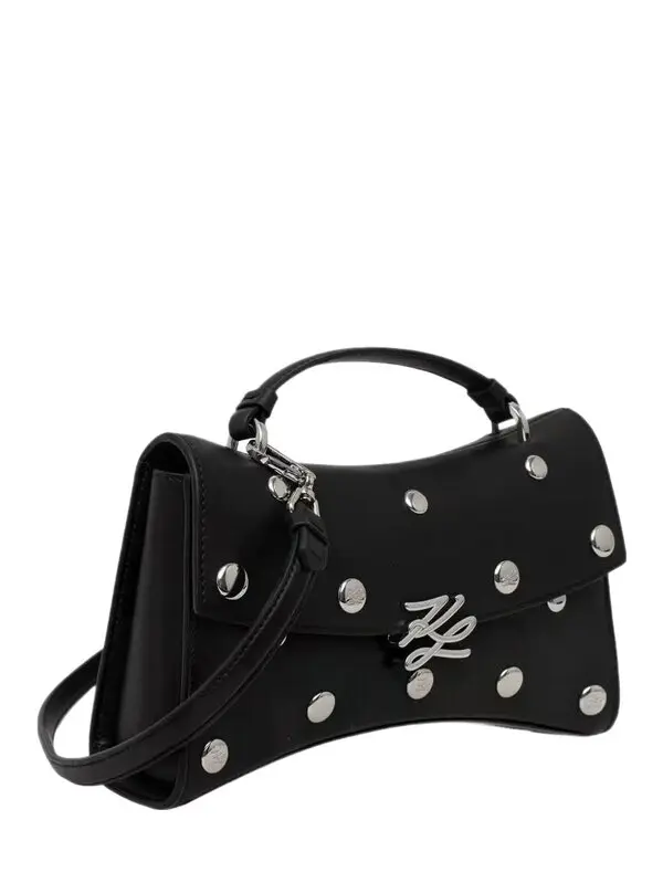Karl Lagerfeld Stud-embellished Logo Crossbody Bag - Black