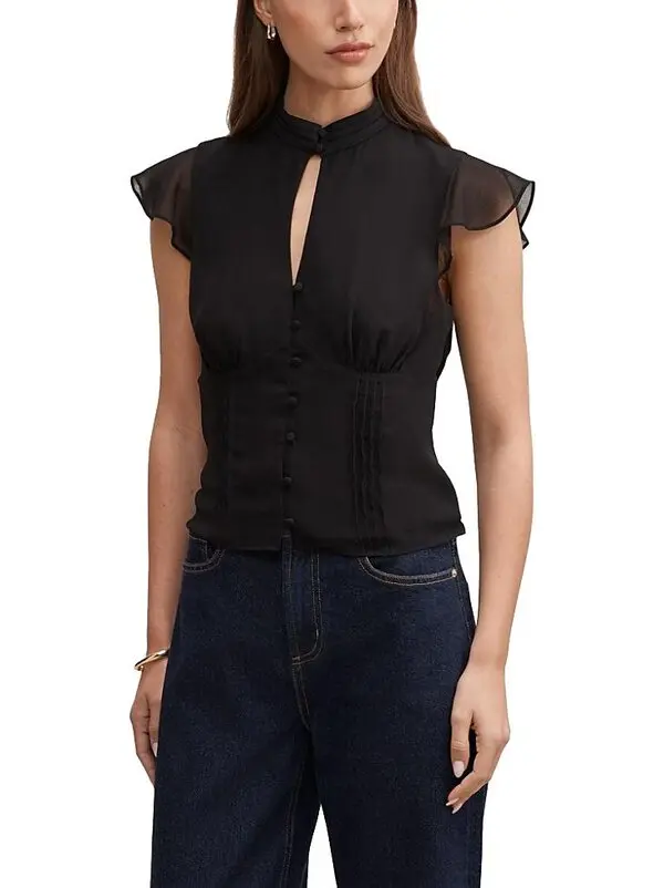 EVER NEW Eden Keyhole Blouse - Black