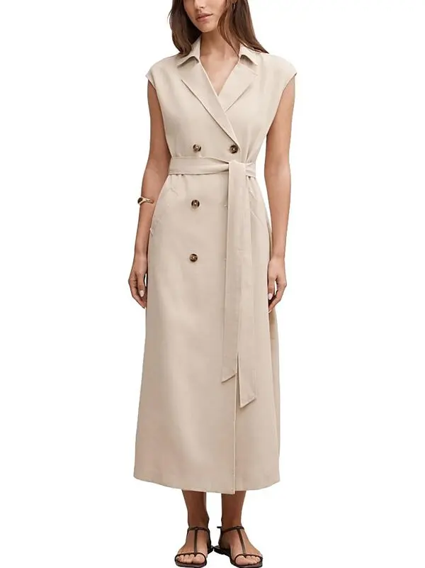 EVER NEW Sleeveless Trench Midi Dress - Neutral Stone