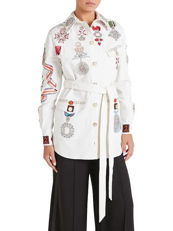 TEMPERLEY LONDON Diamantine Embellished Shirt Jacket - Cream