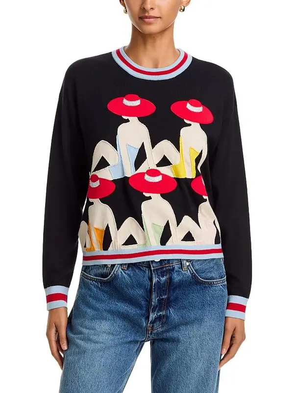 Alice + Olivia Gleeson Embroidered Crewneck Sweatshirt - Multi
