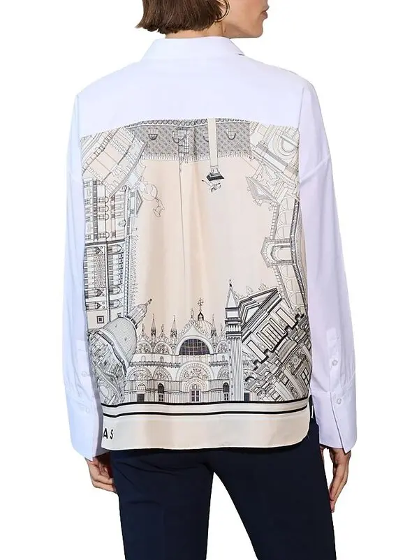 CALLAS MILANO Sirene Poplin Shirt With Venice Print Detail - Travertine/white