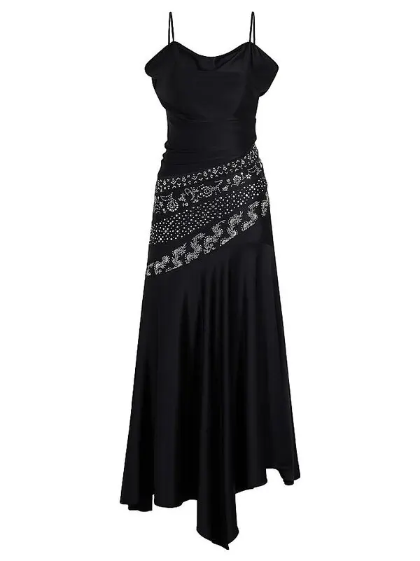 Rabanne Embellished Asymmetric Dress - Black