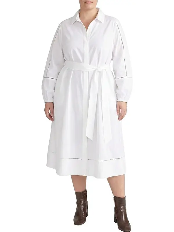 Universal Standard Stretch Poplin Shirtdress With Belt - White