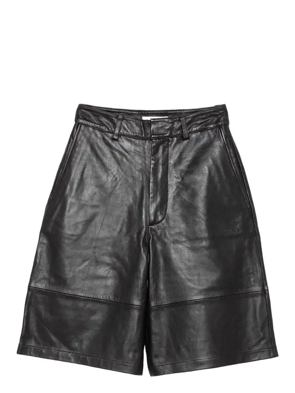 THE FRANKIE SHOP Leather Bermuda Shorts - Brown