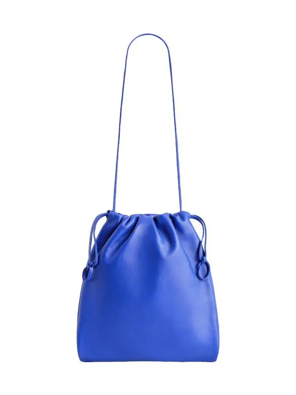 Cos Leather Drawstring Crossbody Bag - Blue