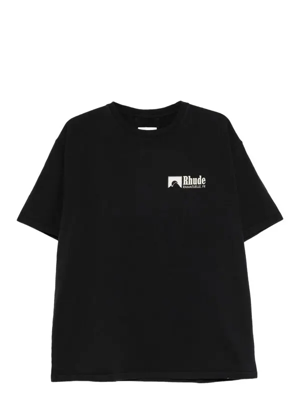 Rhude Logo Chest Crew Neck T-shirt In 100% Cotton - Nero
